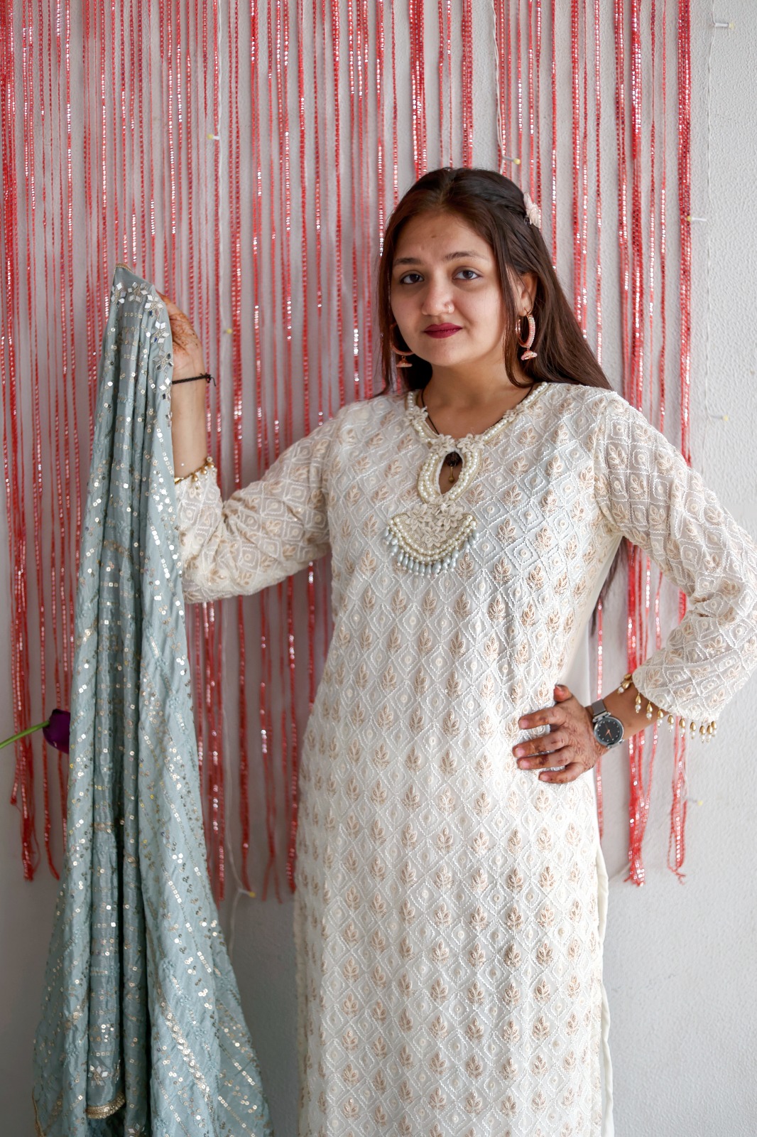 Green Embroidered With Khatali Work Georgette Pakistani Suit – IK ...