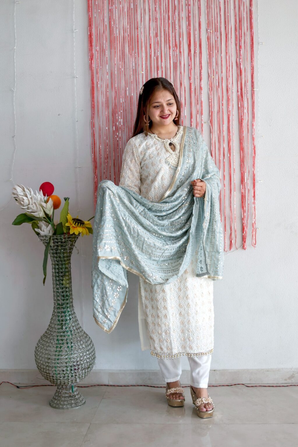 Green Embroidered With Khatali Work Georgette Pakistani Suit – IK ...
